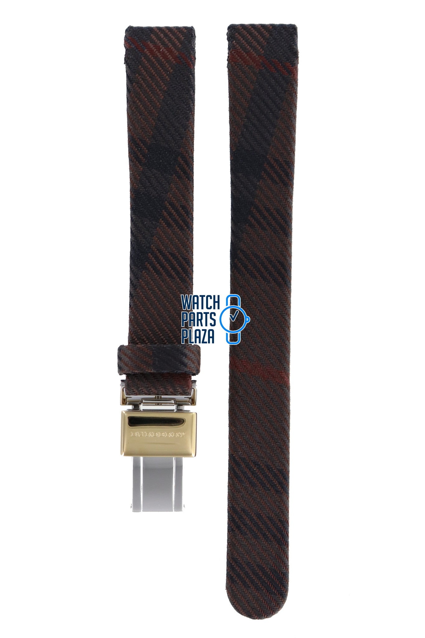 Burberry BU1017 Watch Band Brown Leather & Textile 13 mm