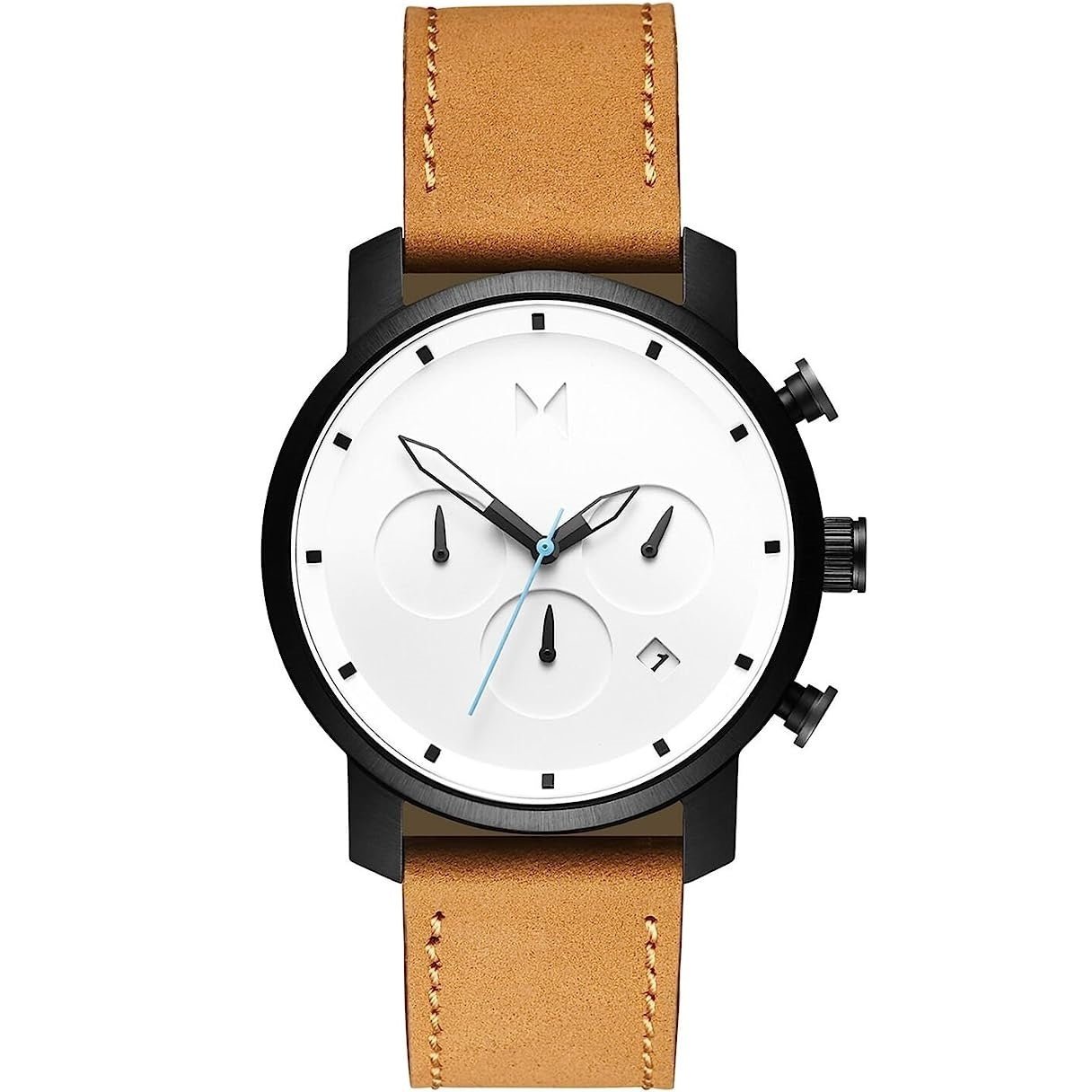 MVMT MC02-WBTL Men's Watch Chronograph - Black & White and Brown strap